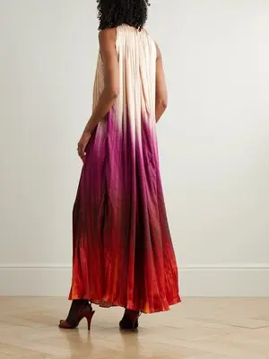DIMA AYAD Ombré Plissé-taffeta Gown