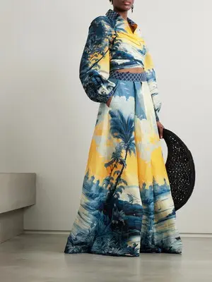 Camilla Embellished Printed Maxi Wrap Skirt