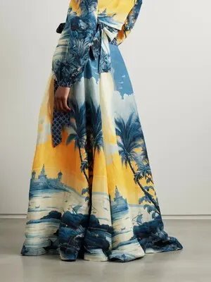 Camilla Embellished Printed Maxi Wrap Skirt
