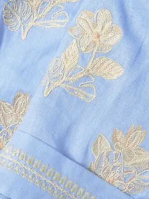 Agua Bendita Romy Madera Embroidered Linen Shorts