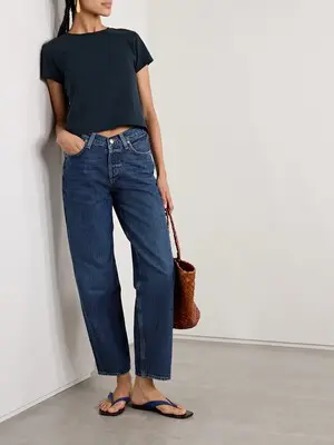 AGOLDE Adine Cropped Organic Cotton-jersey T-shirt - Blue