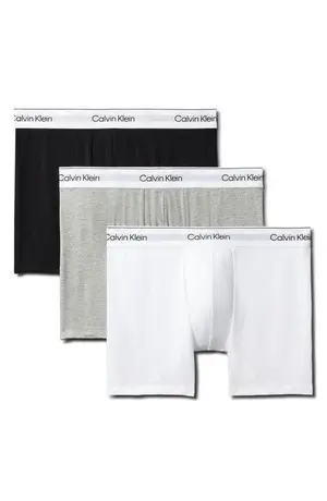 Calvin Klein Icon 3-pack Stretch Cotton Boxer Briefs Grey Heather/black/white