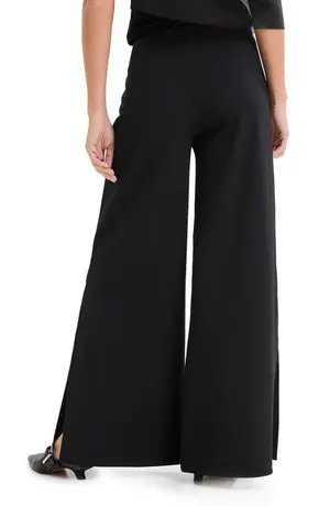 MARCELLA Lexington Side Slit Wide Leg Ponte Knit Pants