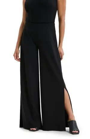 MARCELLA Lexington Side Slit Wide Leg Ponte Knit Pants