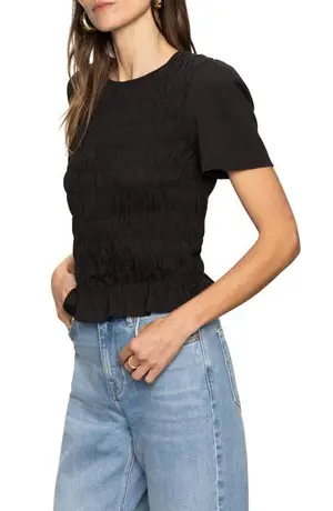 Sanctuary Smocked Top - Black