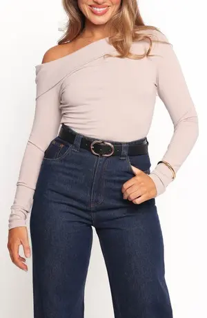 PETAL & PUP Liah One-shoulder Top - Grey