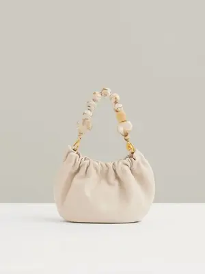REISS Erin Leather Pouch Bag With Beaded Handle