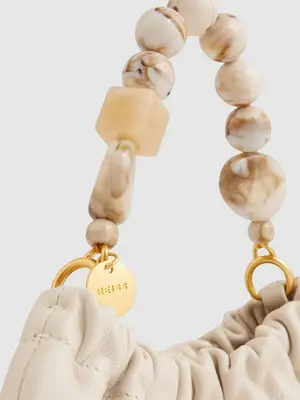 REISS Erin Leather Pouch Bag With Beaded Handle