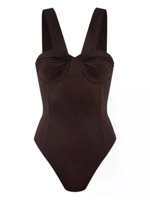 Balmain Logo Swimsuit - Brown