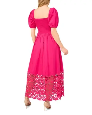 CECE DUPRAZ Puff Sleeve Combo Tiered Maxi Dress