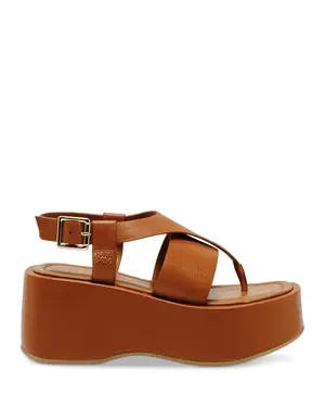 Free People Hold Platform Sandals - Cognac