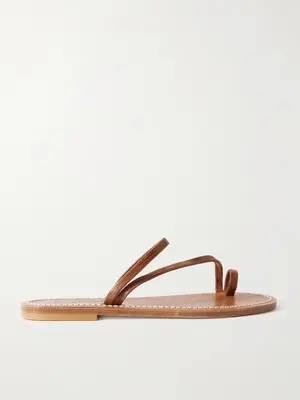 K.JACQUES Actium Lizard-effect Leather Slides - Brown
