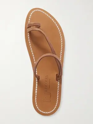 K.JACQUES Actium Lizard-effect Leather Slides - Brown