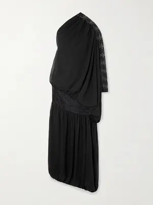 DIMA AYAD One-shoulder Draped Gown - Black
