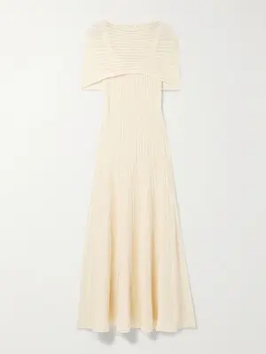 Khaite Thora Pointelle-knit Midi Dress - Neutrals