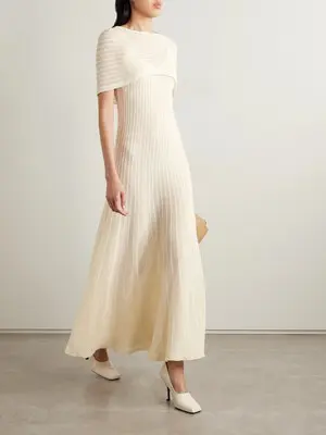 Khaite Thora Pointelle-knit Midi Dress - Neutrals