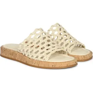 JELAVU Cloud Woven Leather Cork Slide Sandal - Ivory