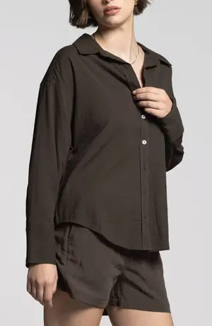 WEEKEND LOS ANGELES Maxime Stripe Button-up Shirt - Black Brown