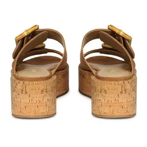 JELAVU Corkie Wedge Cork Sandals With Suede Straps