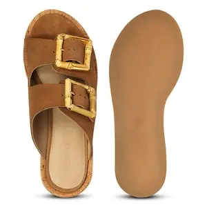 JELAVU Corkie Wedge Cork Sandals With Suede Straps
