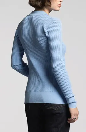WEEKEND LOS ANGELES Allison Rib Button-up Top - Bright Blue