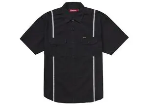 Supreme Reflective Stripe Short Sleeve Work Shirt - Black