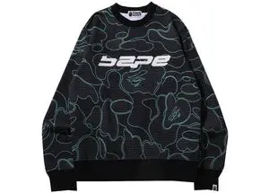 A BATHING APE Text Code Camo Crewneck Sweatshirt