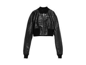 Rick Owens Cropped Leather Girdered Bomber Jacket