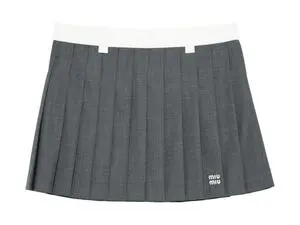 Miu Miu Pleated Mini Skirt - Grey