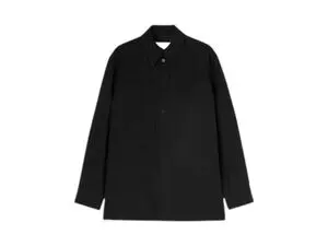 JIL SANDER Long Sleeved Wool Gabardine Shirt - Black