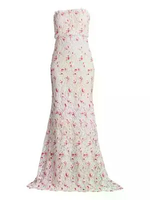 Pink Floral Lace Evening Dresses