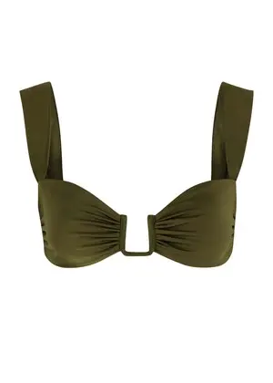 AWAY THAT DAY Lido Unidici Designer Scoop Neck Bikini Top Olive