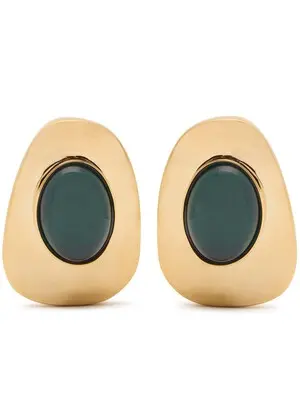 Saint Laurent Cabochon Clip-on Earrings - Dark Green