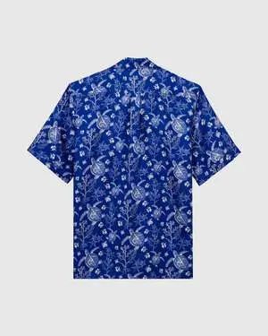 Vilebrequin Silk Bowling Shirt Xray Turtles Shirt Charli - Blue