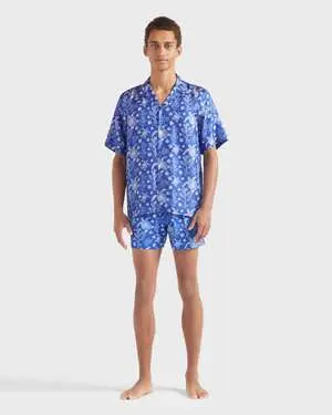 Vilebrequin Silk Bowling Shirt Xray Turtles Shirt Charli - Blue