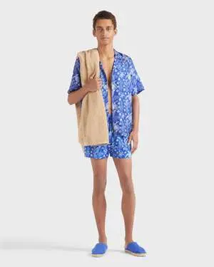 Vilebrequin Silk Bowling Shirt Xray Turtles Shirt Charli - Blue