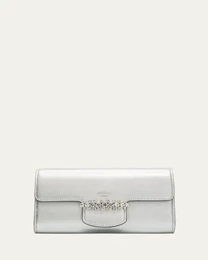 JIMMY CHOO Bing Crystal Embellished Wallet Silver Silver