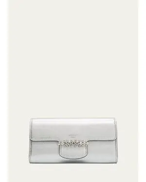 JIMMY CHOO Bing Crystal Embellished Wallet Silver