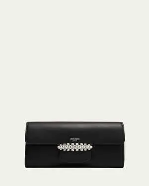 JIMMY CHOO Bing Crystal Smooth Leather Wallet - Silver