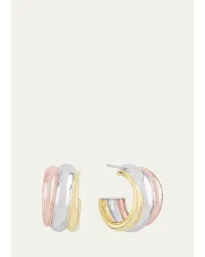 Lana Jewelry 14k Tri-gold Three-row Bubble Huggie Earrings