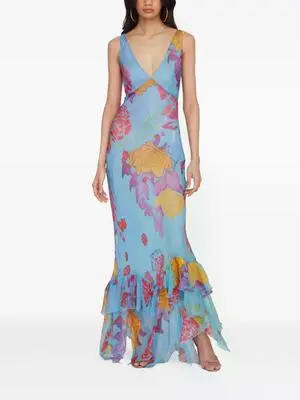 DONDE ESTEBAN Flores Chiffon Maxi Dress