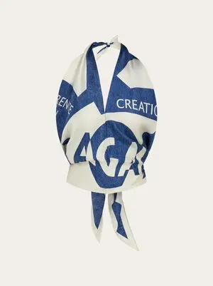 FERRAGAMO Venna Logo Handkerchief Top - Blue