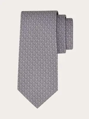 FERRAGAMO Ferragamo Writer Print Silk Neck Tie Grey