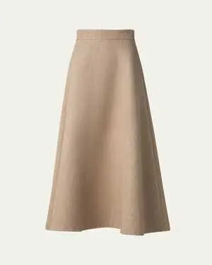 Akris Flared Raffia Midi Skirt
