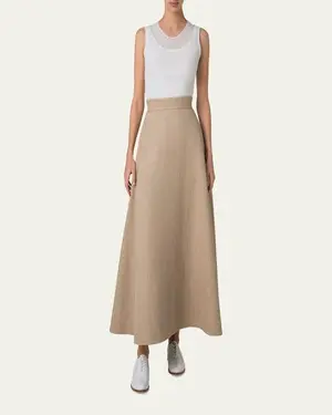 Akris Flared Raffia Midi Skirt