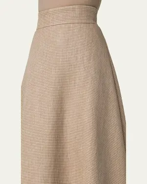 Akris Flared Raffia Midi Skirt
