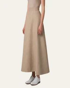 Akris Flared Raffia Midi Skirt