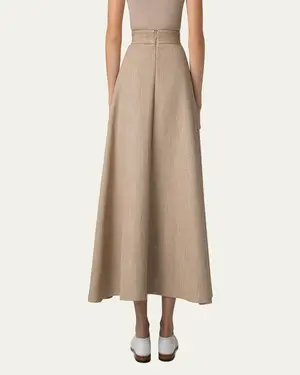 Akris Flared Raffia Midi Skirt