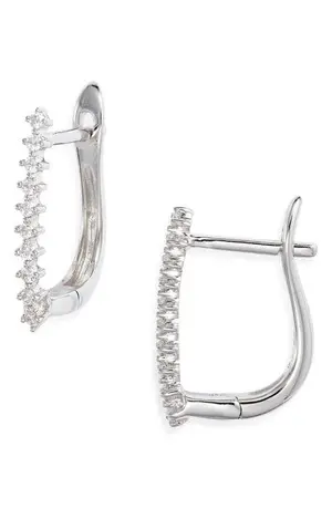 Meira T Diamond Oval Hoop Earrings