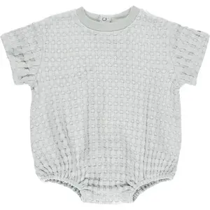 QUINCY MAE Waffle Stitch Bubble Romper - Sky